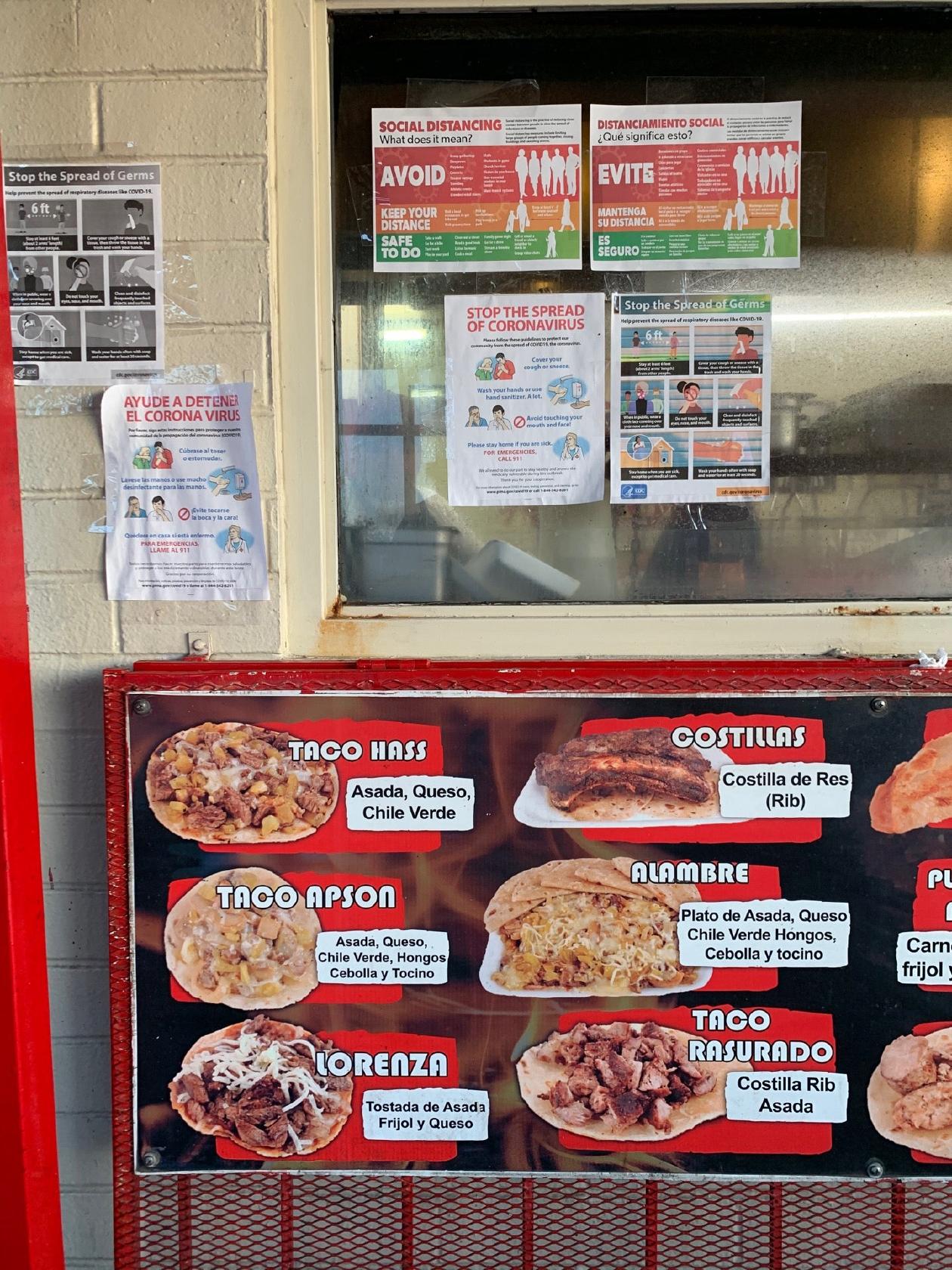Menu at Los Tacos Apson restaurant, Tucson, S 12th Ave