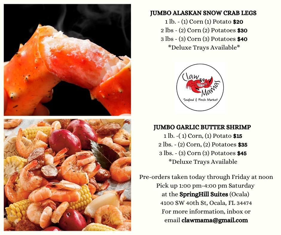 Menu at Claw Mamas Seafood restaurant, Ocala