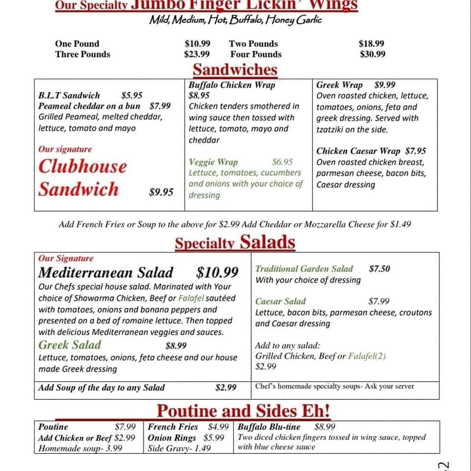 Menu at Crystal Beach Gateway restaurant, Fort Erie
