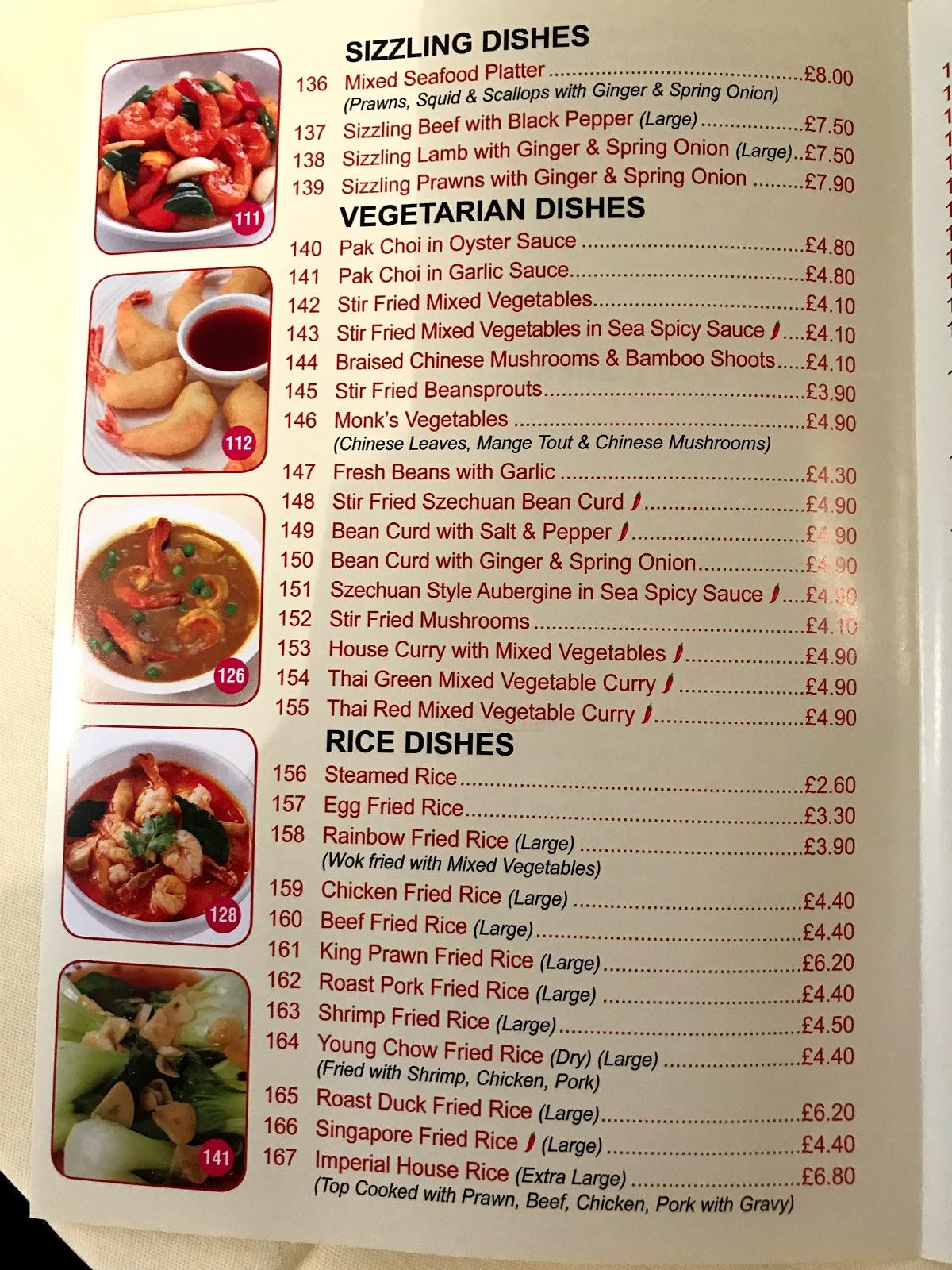 Menu at Imperial Oriental Chinese Restaurant, Epsom