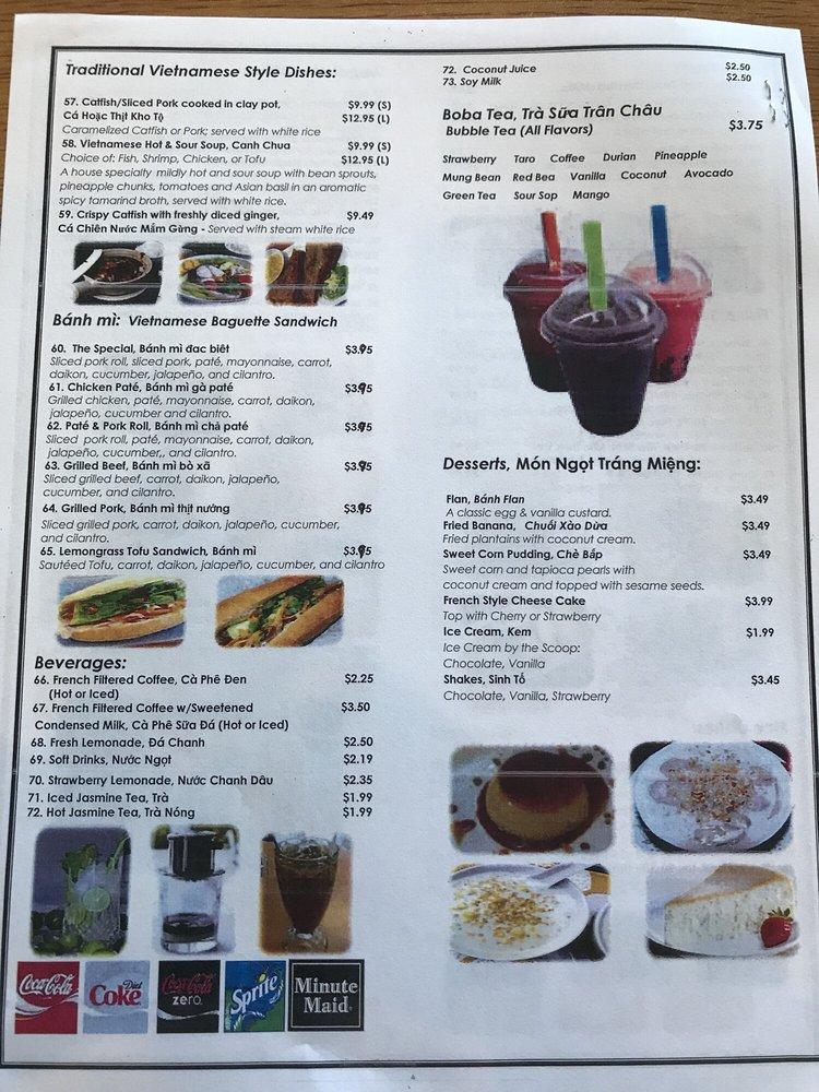 Menu at Pho 36 restaurant, Avon