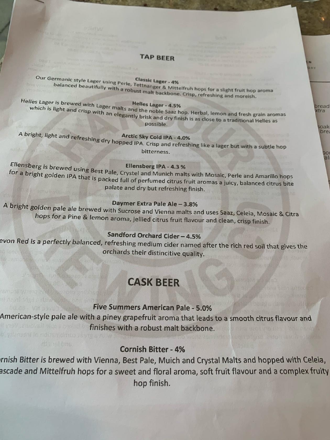 Menu at Atlantic Bar & Kitchen, Saint Minver Highlands