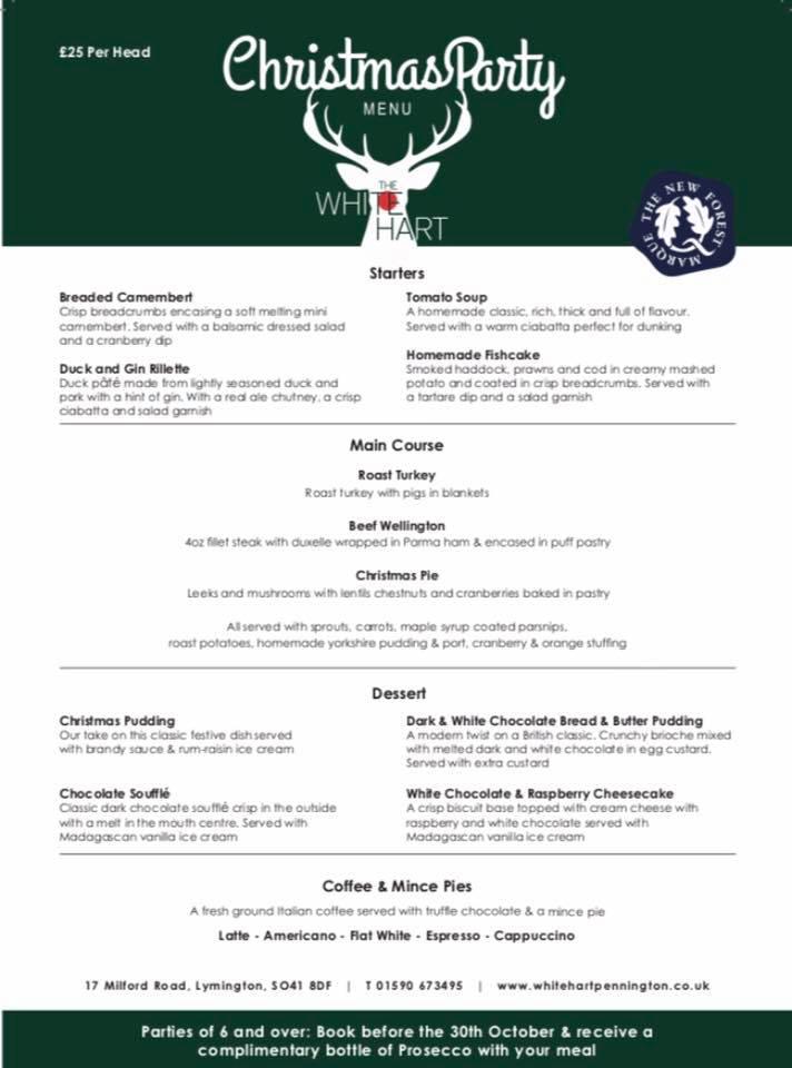 Menu at The White Hart pub & bar, Lymington
