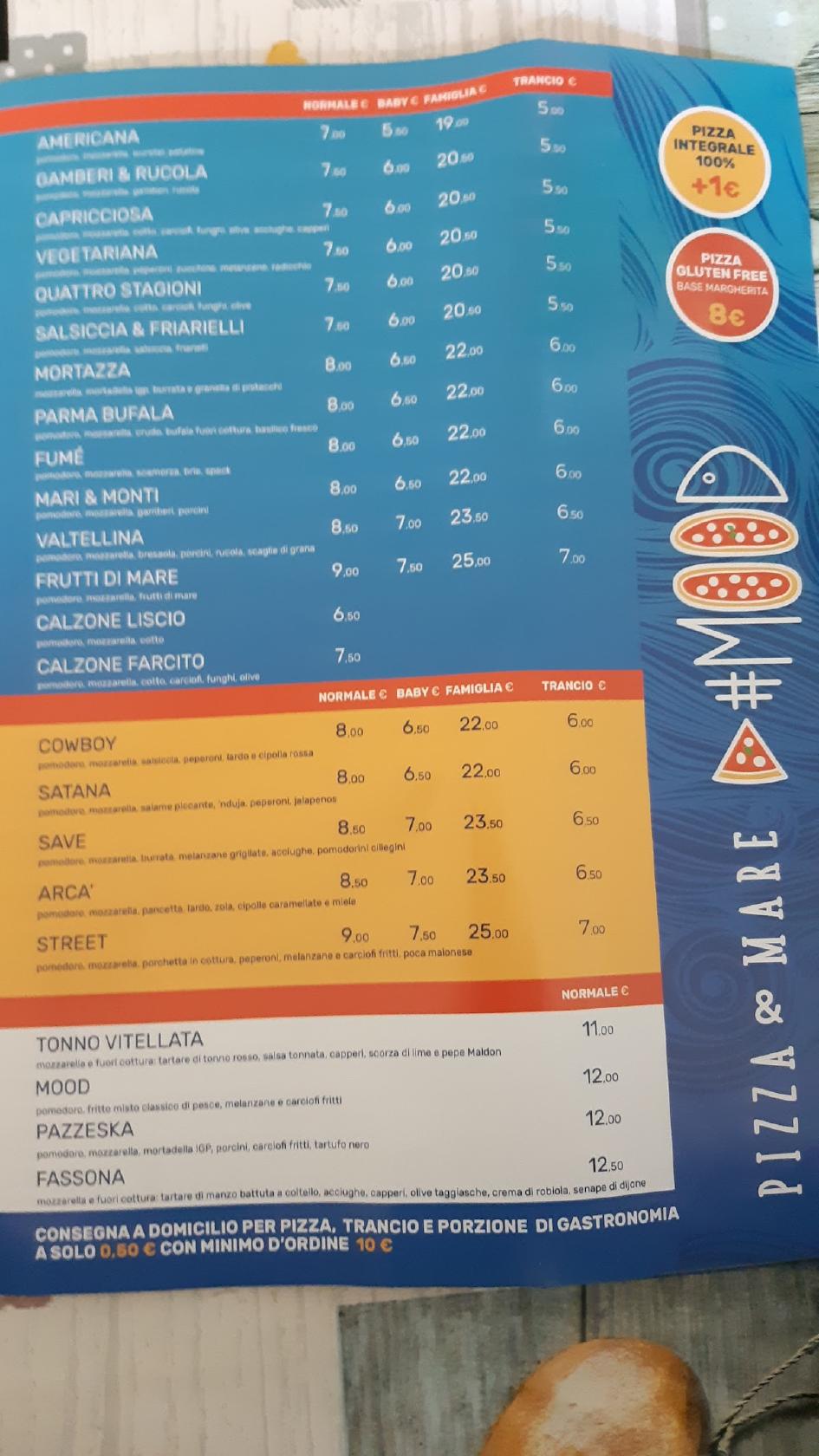 Menu da #MOOD Pizza&Mare ristorante, Carate Brianza