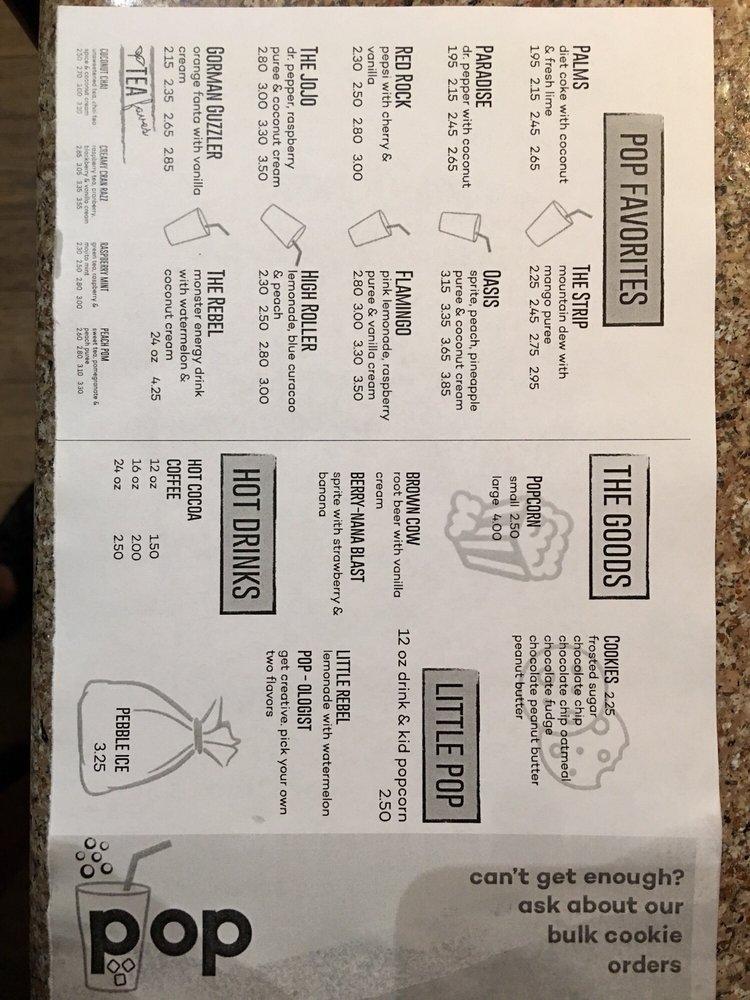 Menu at Pop Drinks desserts, Las Vegas, S Maryland Pkwy