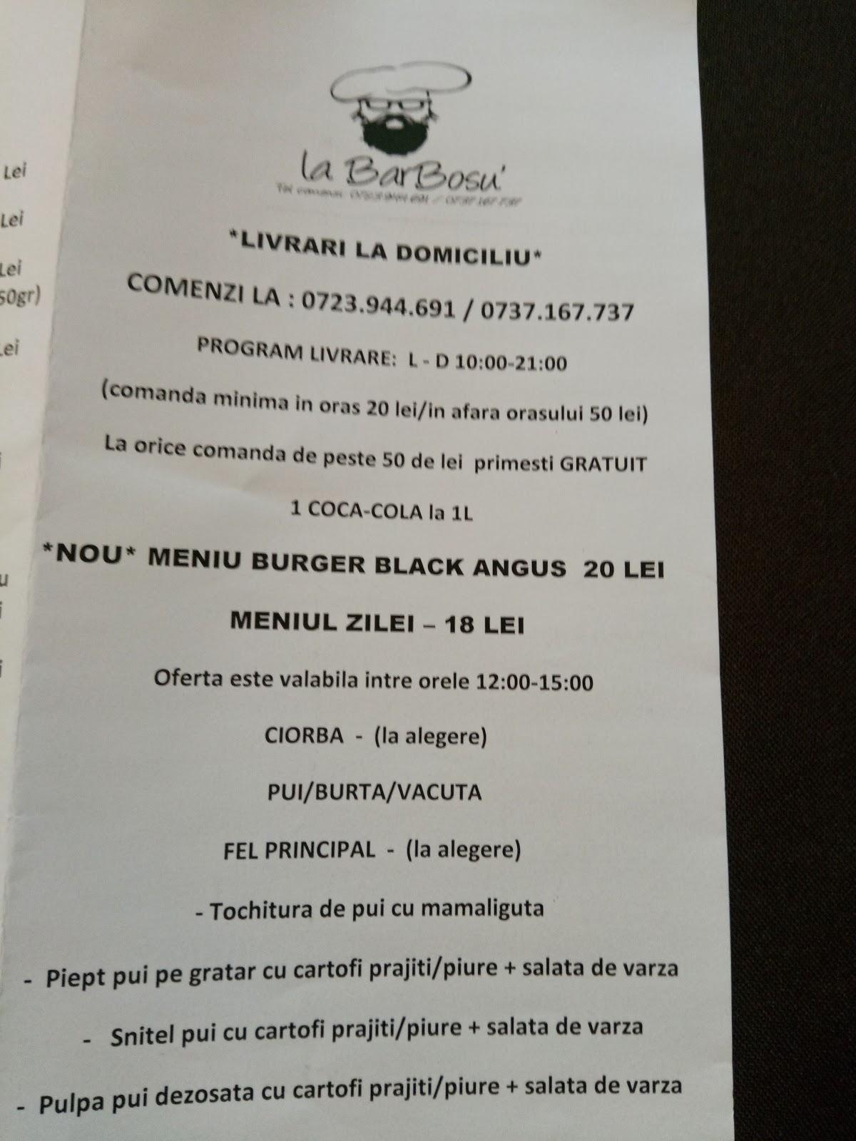 Menu at Restaurant La Barbosu, Fetești-Gară