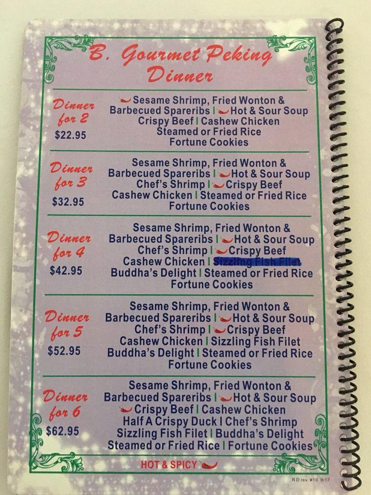 Menu at Rising Dragon Chinese Restaurant, San Diego