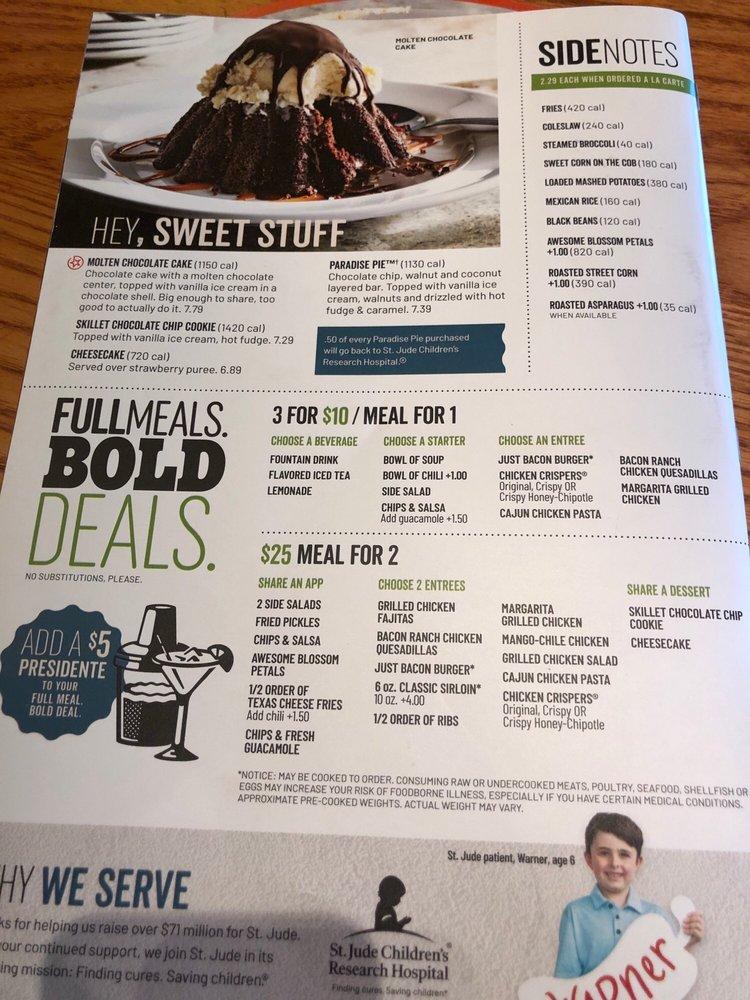 Menu at Chili's Grill & Bar, Sandusky