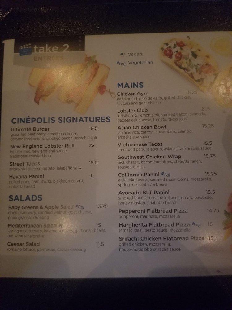 Menu at Cinepolis Luxury Cinemas Rancho Santa Margarita pub & bar ...