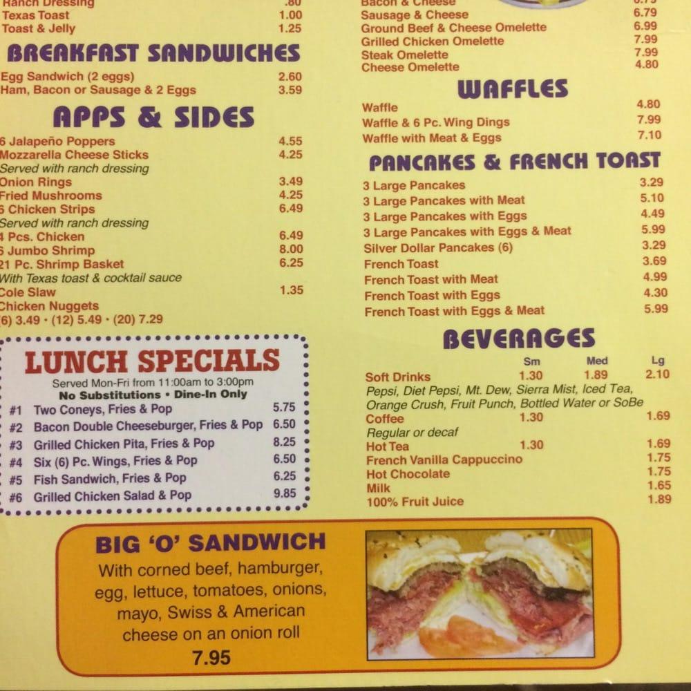 Menu at Coney Time restaurant, Detroit, Seven Mile E