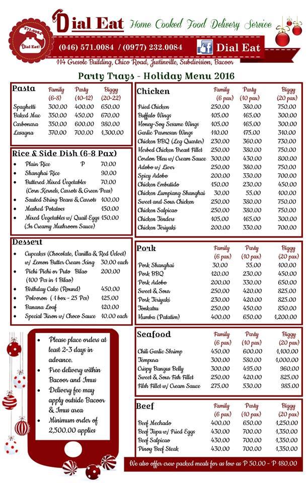 Menu at Dial Eat restaurant, Bacoor