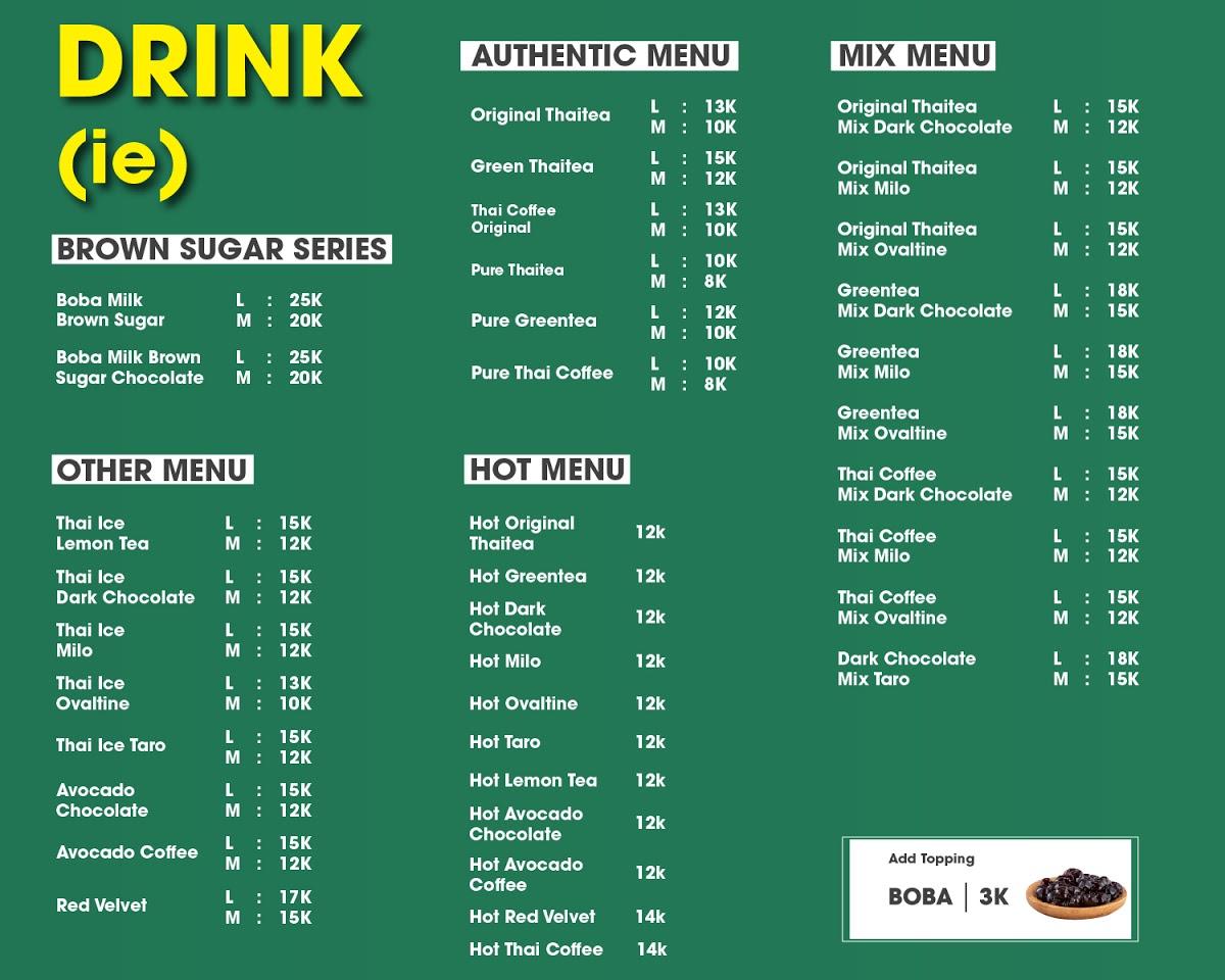 Menu at Dua Kata cafe, Banda Aceh