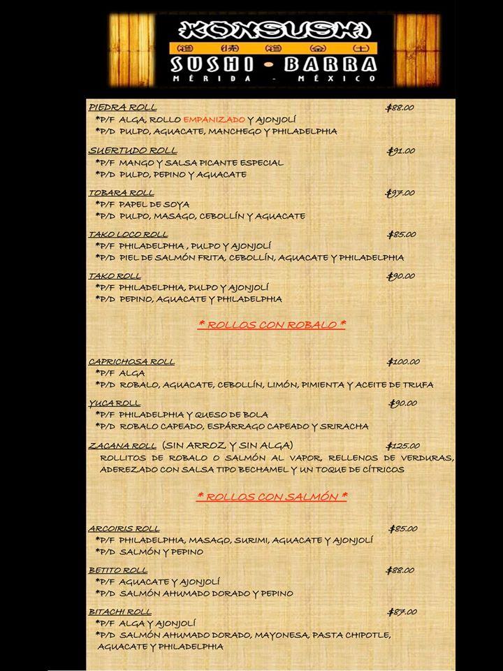 Carta del restaurante KONSUSHI, Merida, C. 45 338