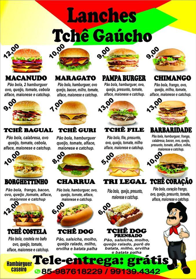 Menu at Lanches Tchê Gaúcho cafe, Aquiraz