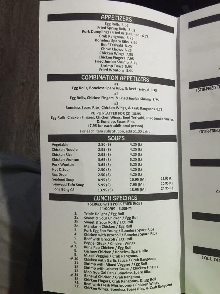 Menu at Lucky Garden restaurant, Belle Chasse