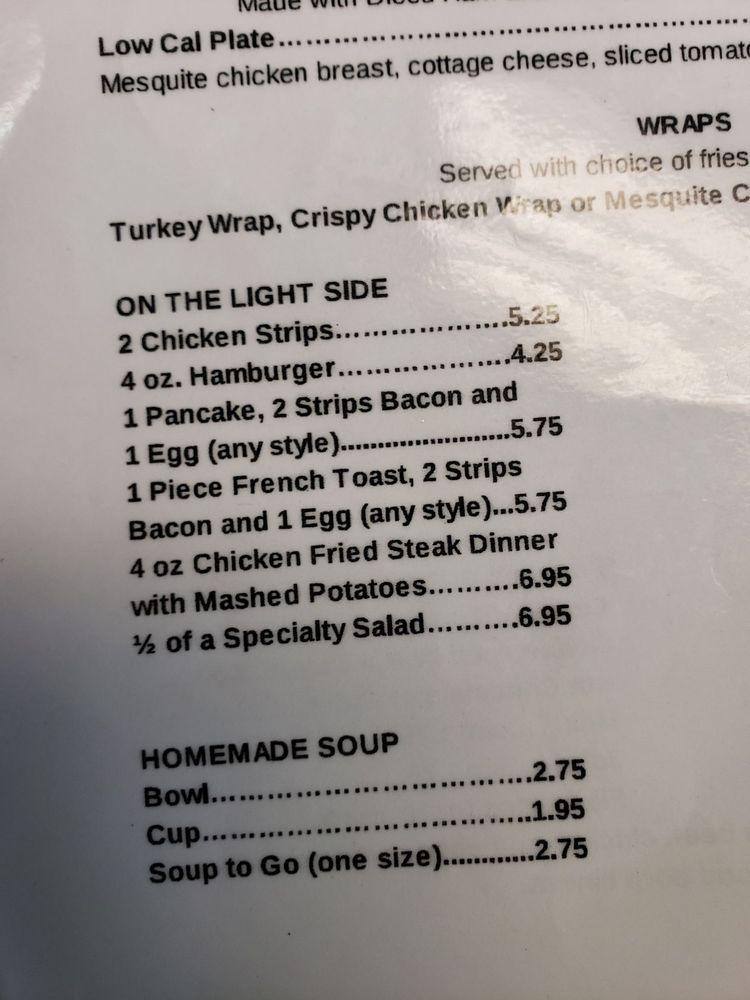 Menu at Parowan Cafe, Parowan