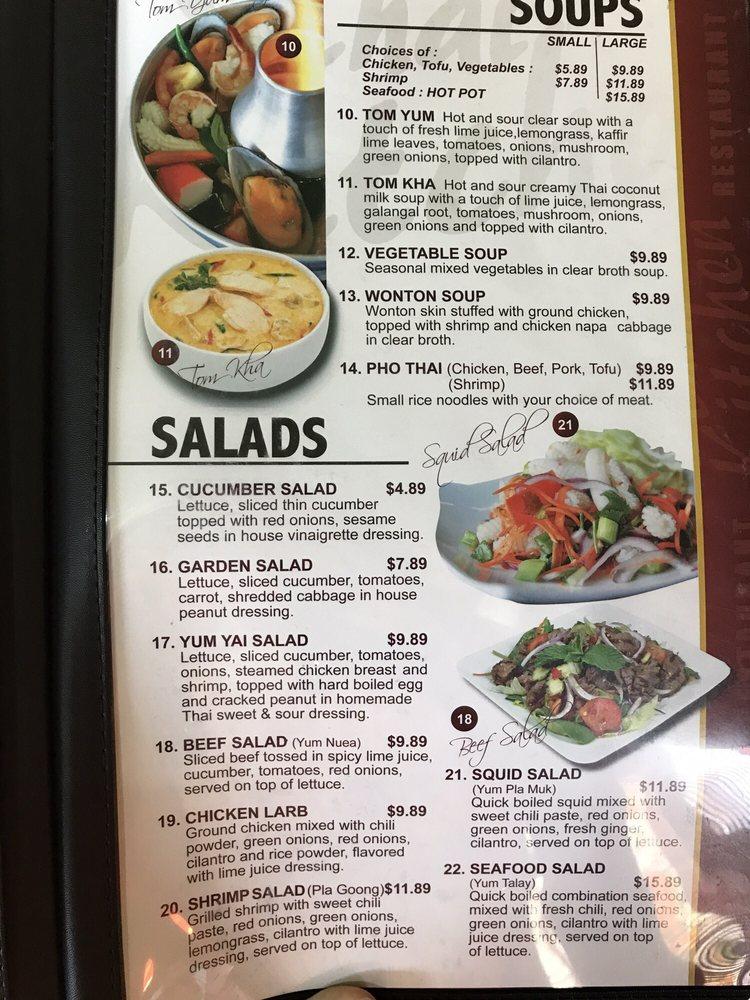 Menu at Thai Kitchen Restaurant, Pocatello