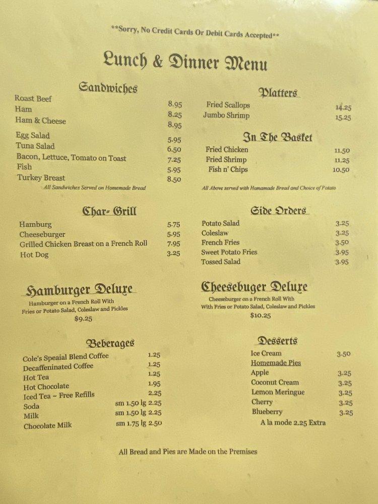 Menu at Elias Cole restaurant, Wantage