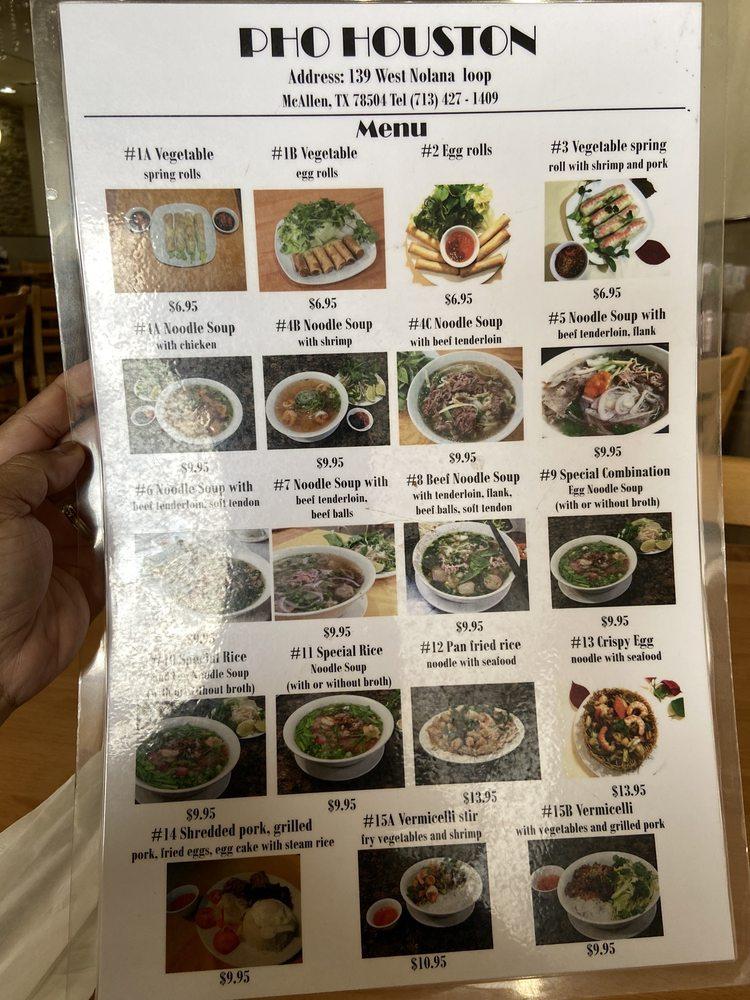 Menu at Phở Houston restaurant, McAllen