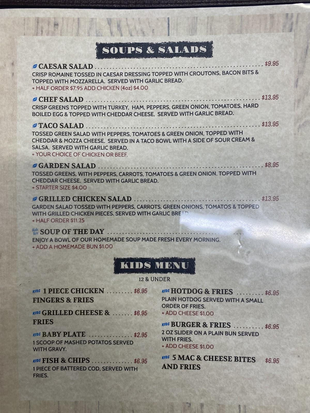 Menu at Feedlot Cafe, DeBolt