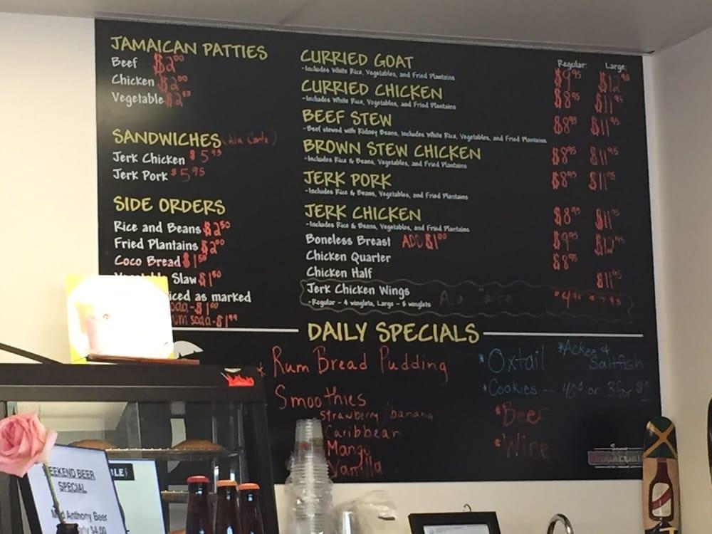 Menu at Jamaican Reggae Grill restaurant, Carmel