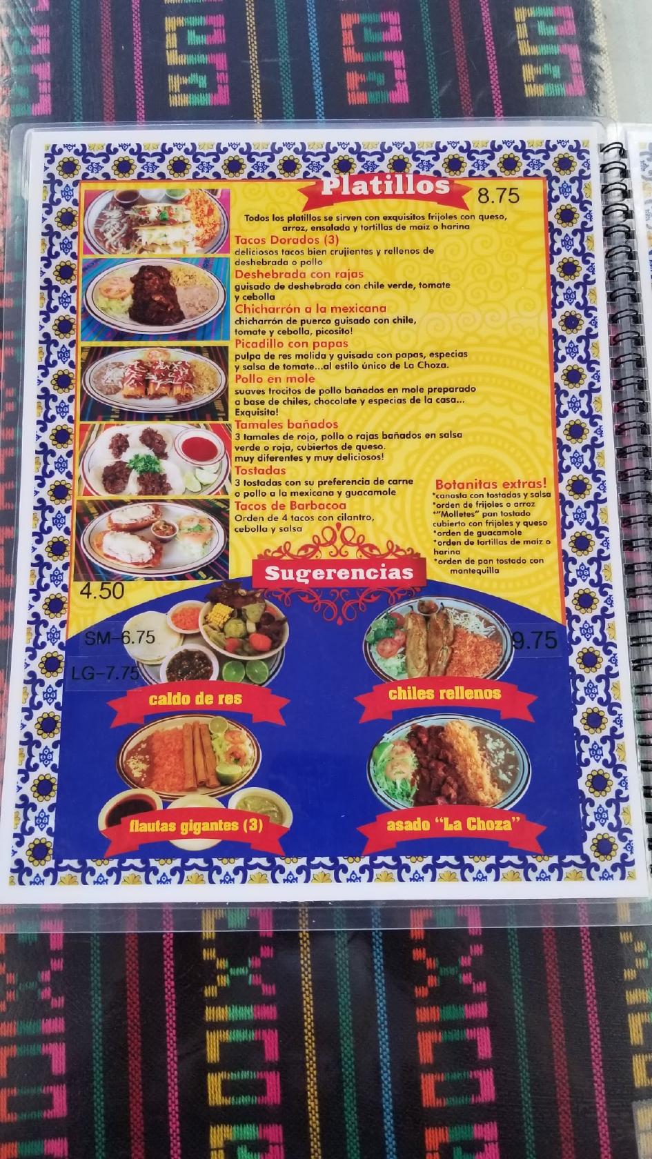 Carta del restaurante La Choza Menudazo & Tamalotes #2, El Paso