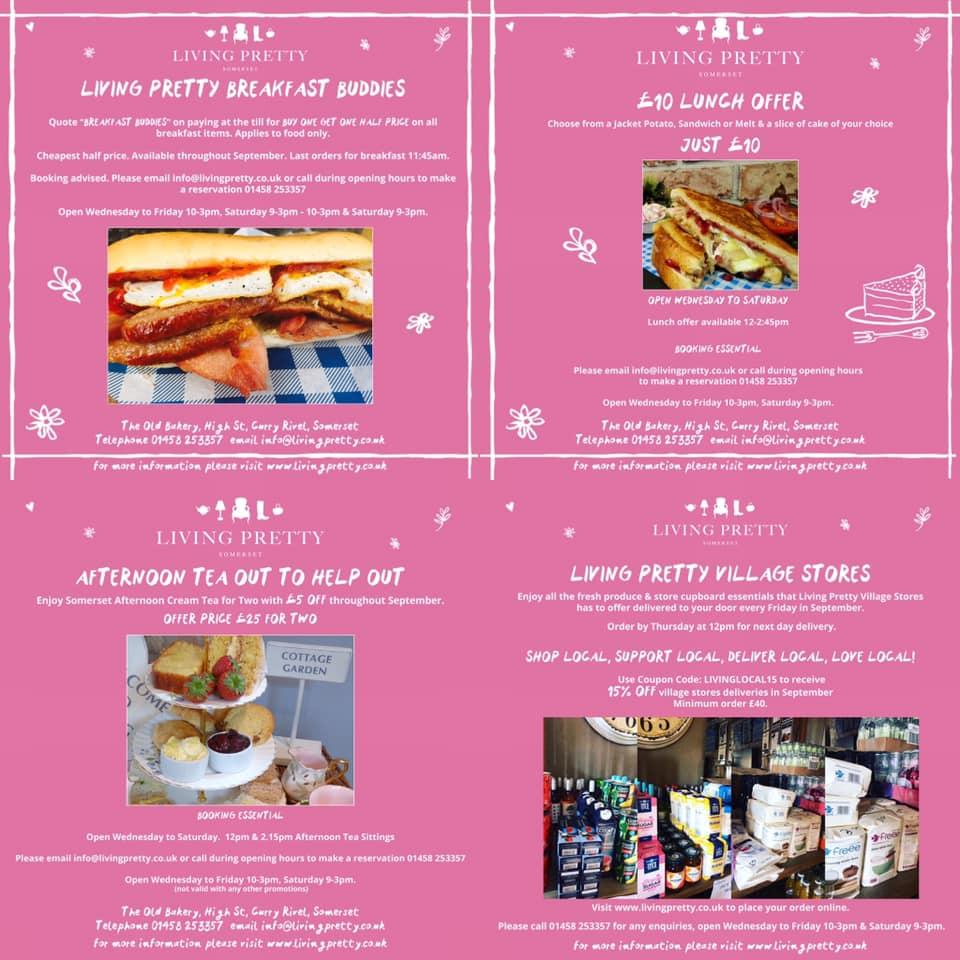 Menu at Living Pretty cafe, Langport