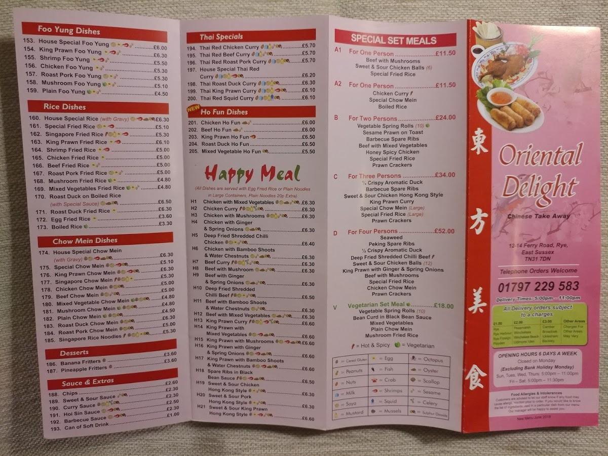 Menu at Oriental Delight Rye fast food, Rye