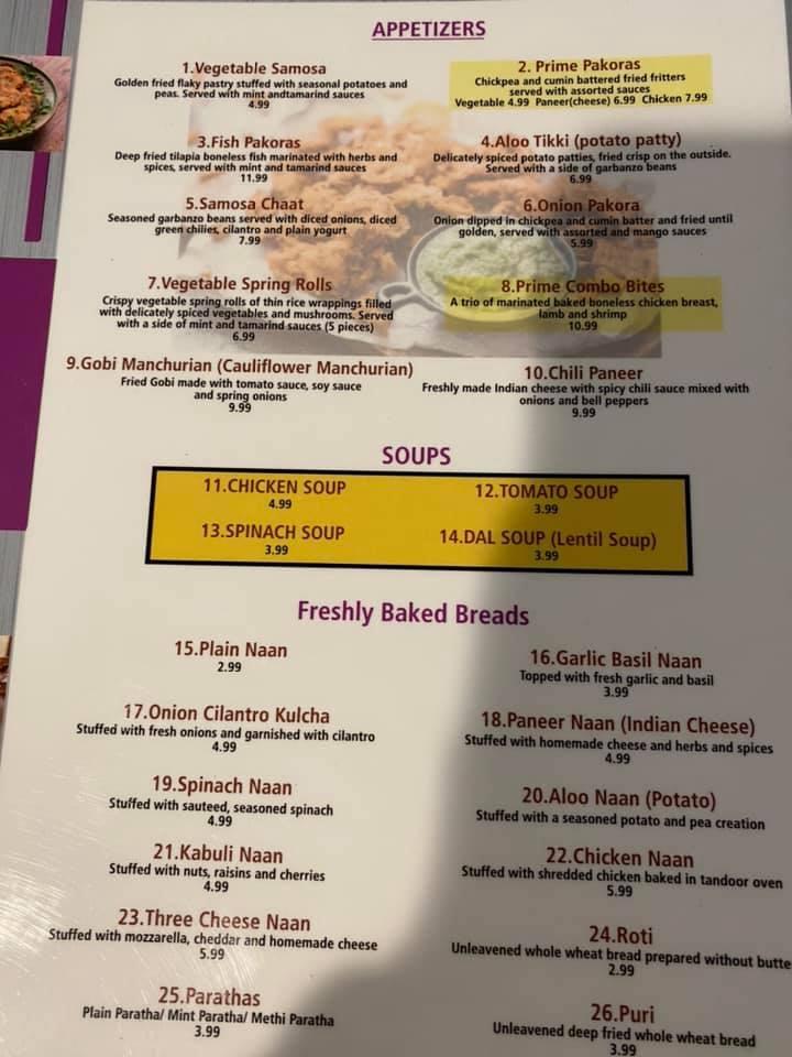 Menu at Prime Bar & Grill, Tehachapi