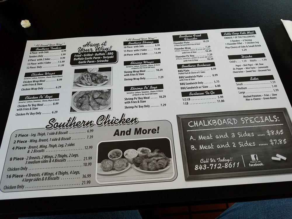 Menu at Southern Chicken restaurant, Surfside Beach