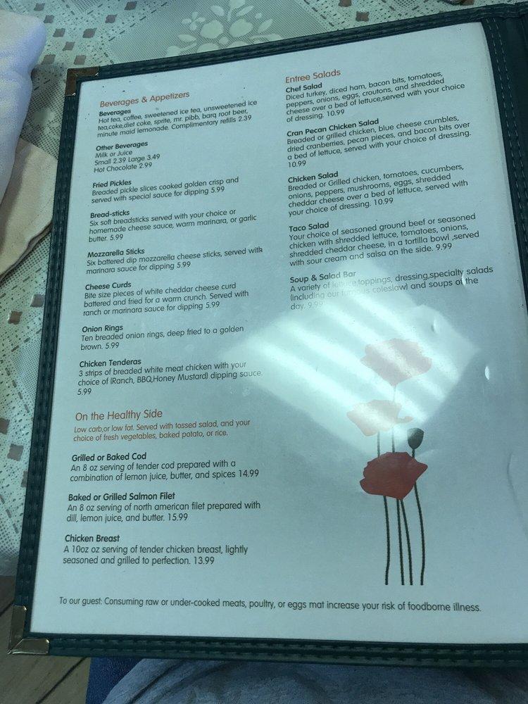 Menu at Falls Restaurant at Clifty Inn, Madison