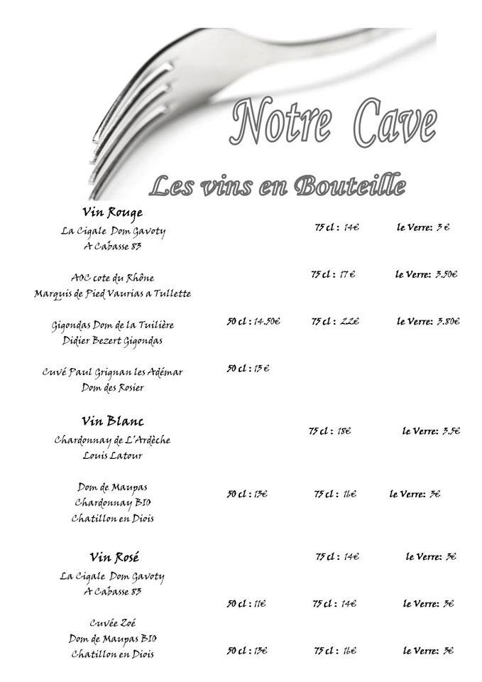 Menu at La Bonne Fourchette pizzeria, Valence, 5 Rue Poncet