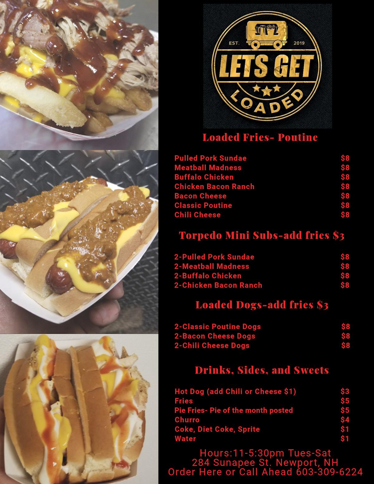 Menu at Lets Get Loaded Food Truck restaurant, Newport