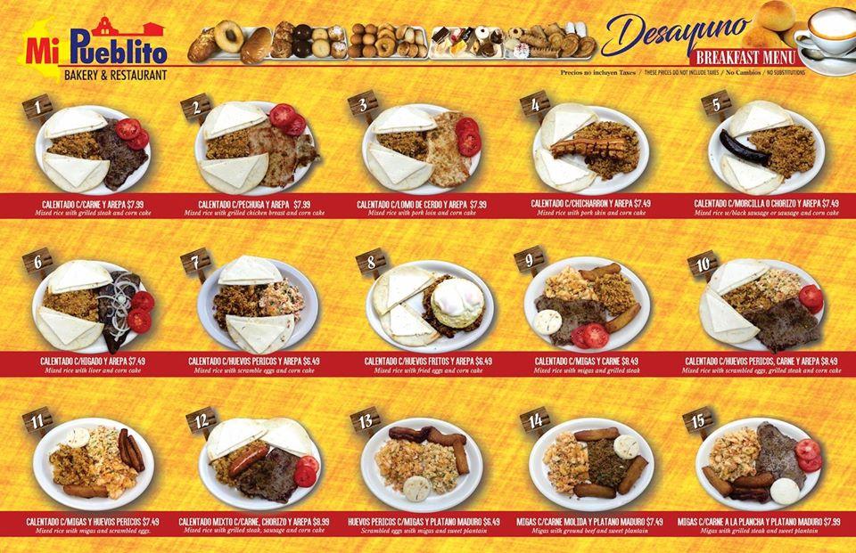 Menu at Mi Pueblito Bakery & Restaurant, Tampa, N Armenia Ave