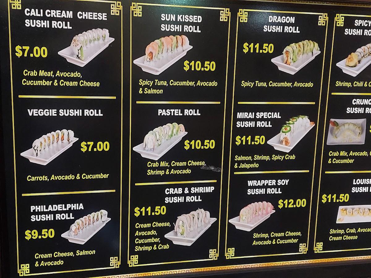 Menu at Mirai Bowl restaurant, El Paso, Lee Trevino Dr