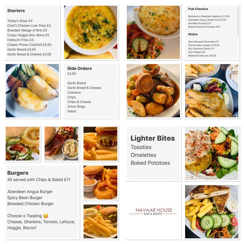 Menu at Navaar House Hotel pub & bar, Penicuik
