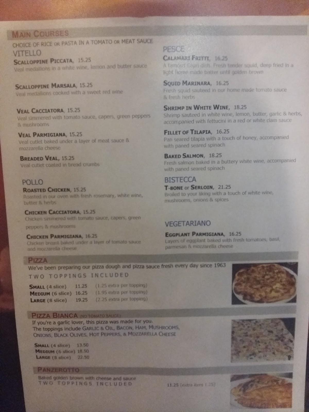 Menu at Capri Ristorante pizzeria, Hamilton