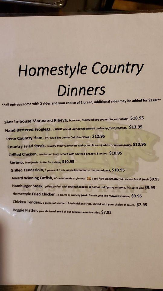 Menu at Country Store restaurant, Bradfordsville, 205 W Main St