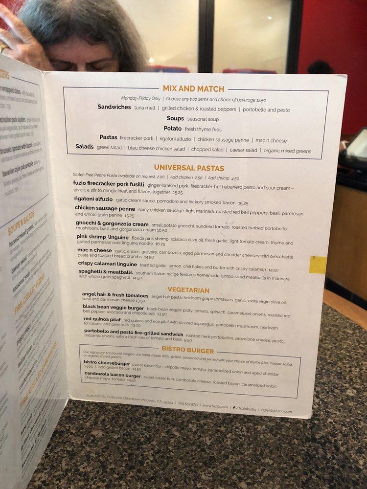Menu at Fuzio Universal Bistro pub & bar, Modesto