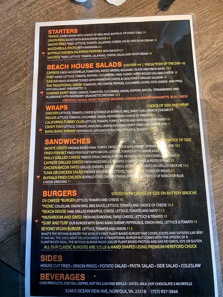 Menu at Karla's Beach House pub & bar, Norfolk