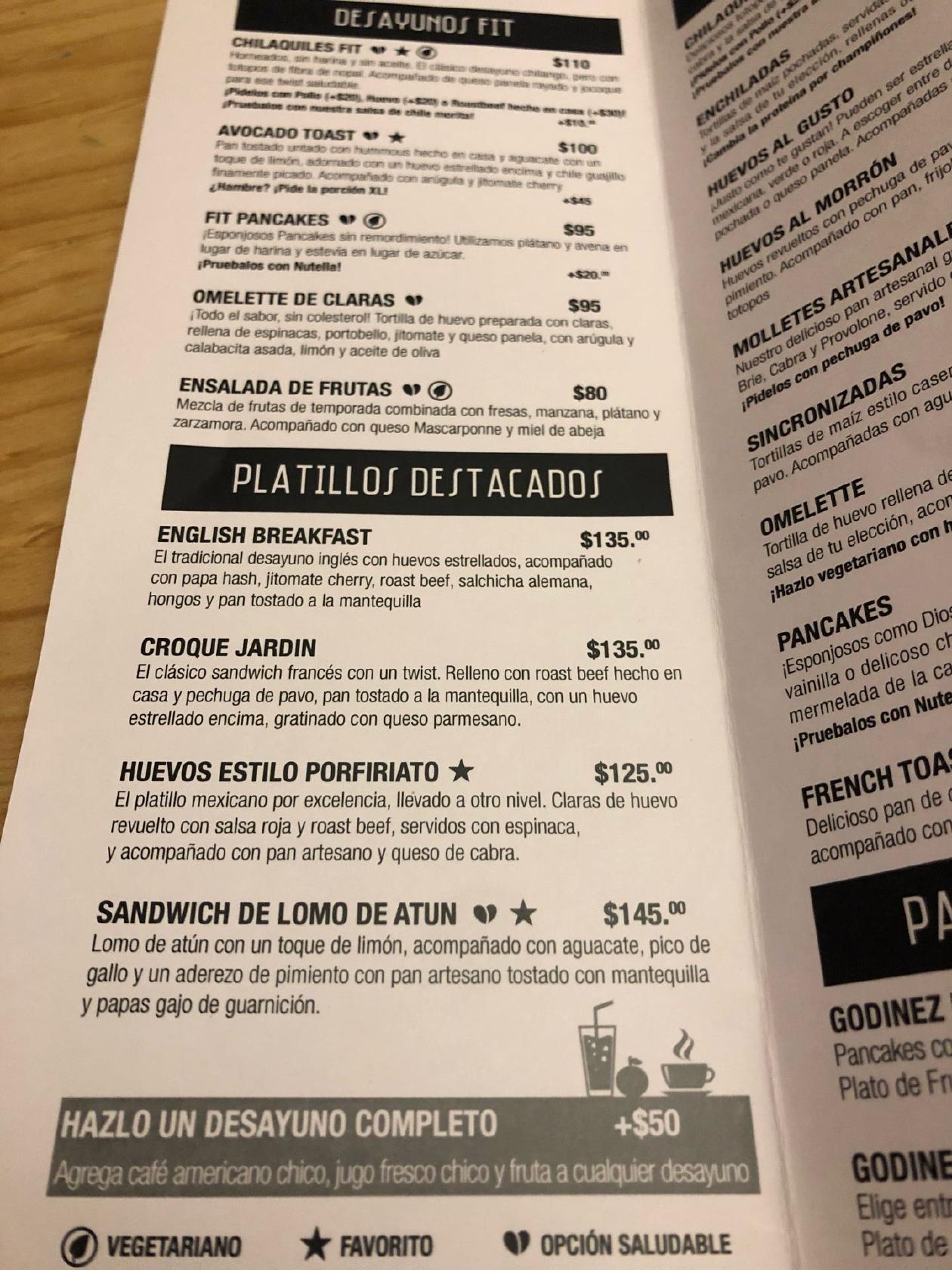 Menu at Lunch Garden restaurant, Ciudad López Mateos, C. Río Lerma 188