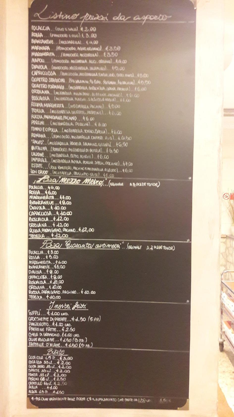 Menu at Salvo La Pizzeria Verace, Frosinone