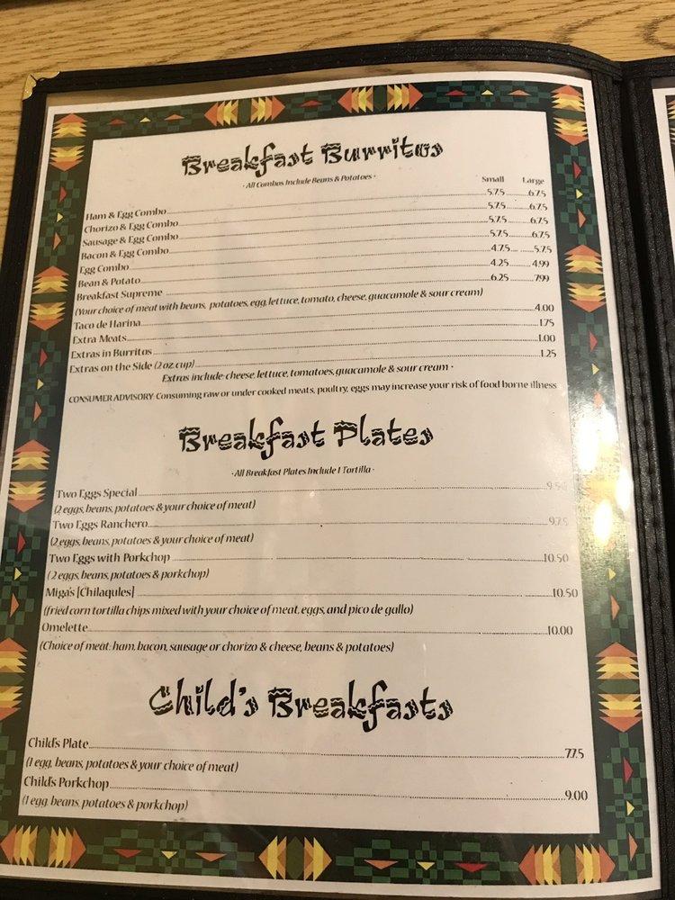 Menu at Severiana Sanchez Burritos restaurant, Wichita Falls