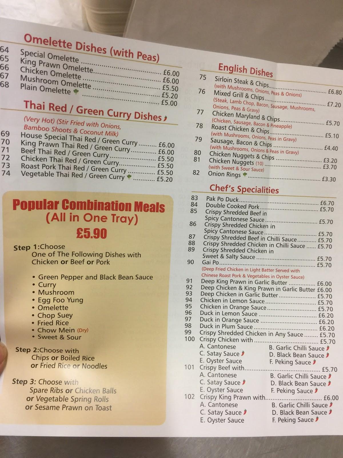 Menu at Canton Chef fast food, Hartlepool