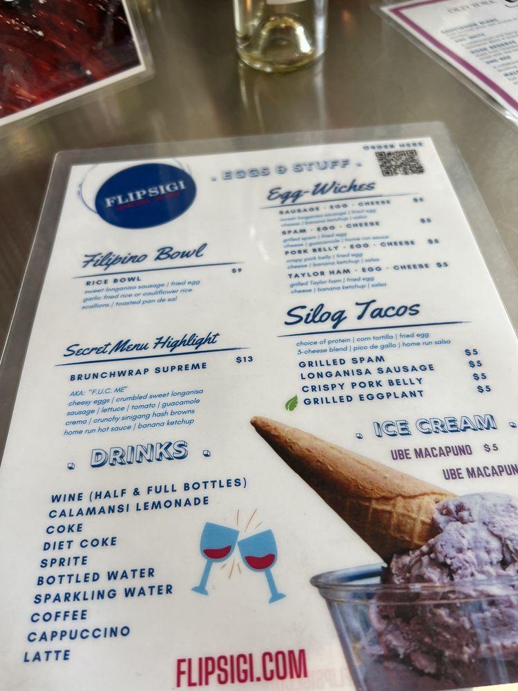 Menu at Flip Sigi restaurant, Jersey City