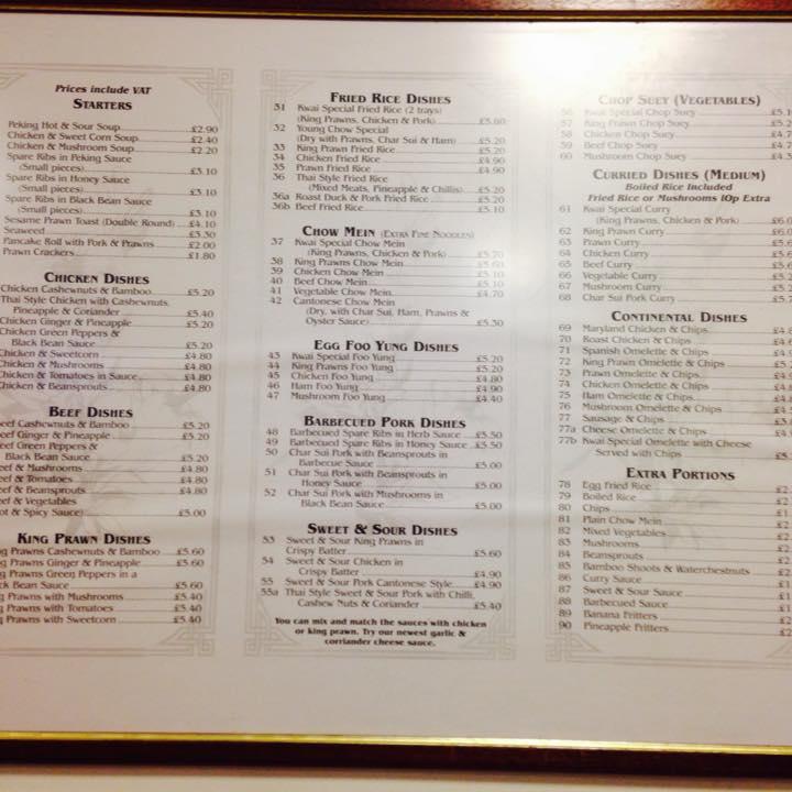 Menu at Kwai Authentic Foods fast food, Malvern