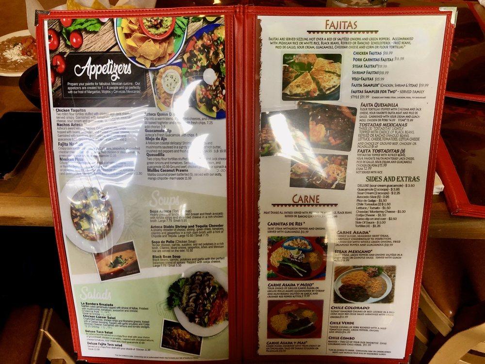 Carta del restaurante Patron Azteca, Hollywood