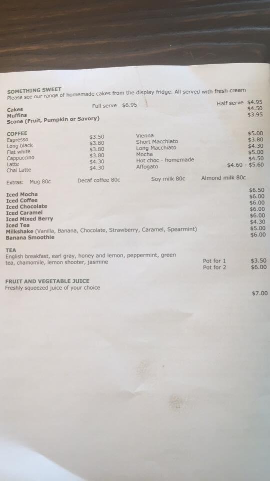 Menu at The Green Barista, Medina