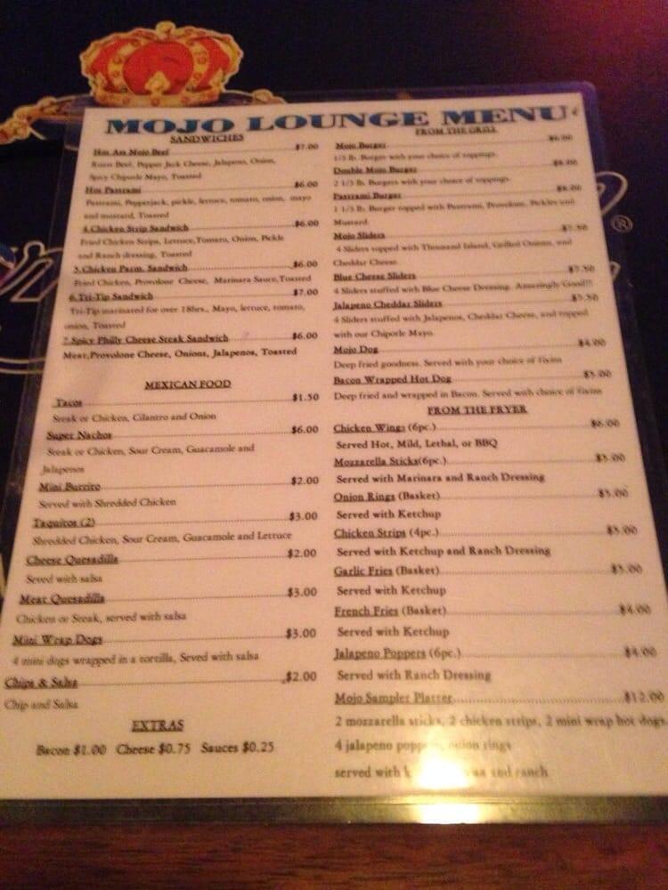 Menu at The Mojo Lounge pub & bar, Fremont