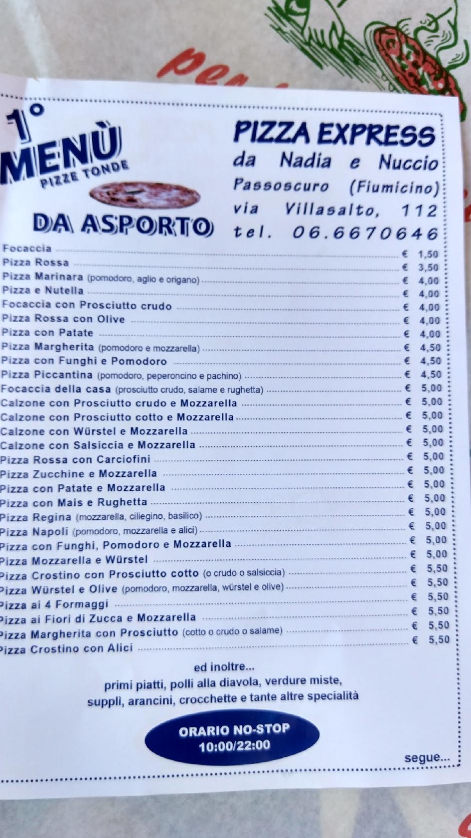 Menu da Da Nadia e Nuccio ristorante, Passoscuro